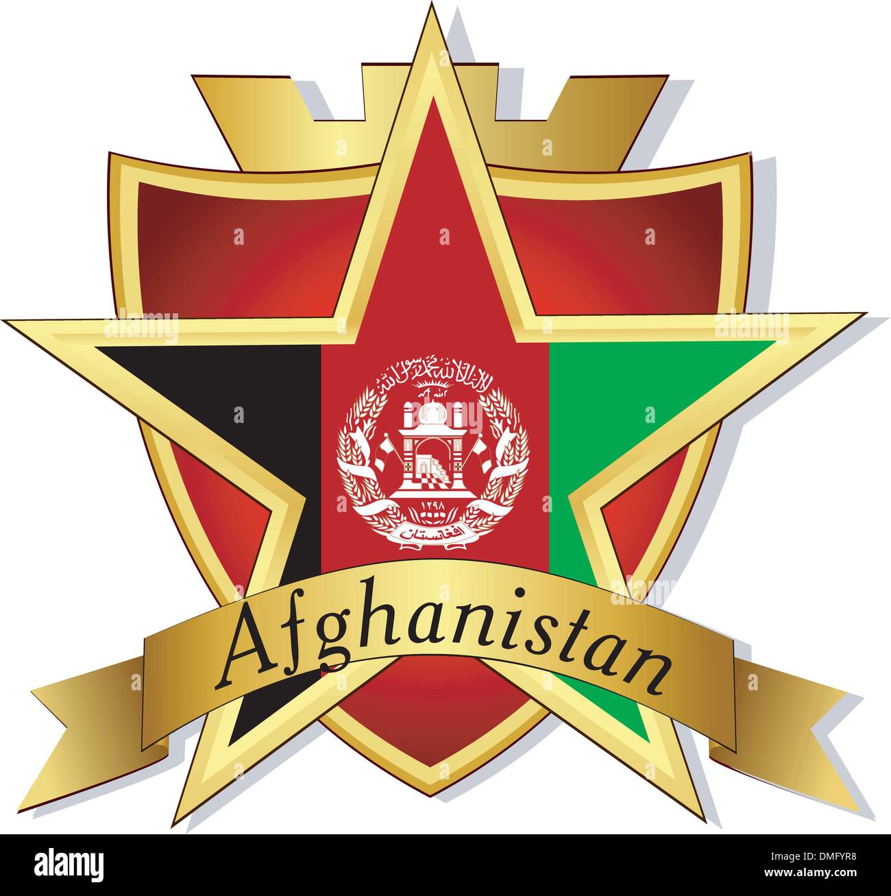 Vector gold star to the flag of Afghanistan on the background Stock ...