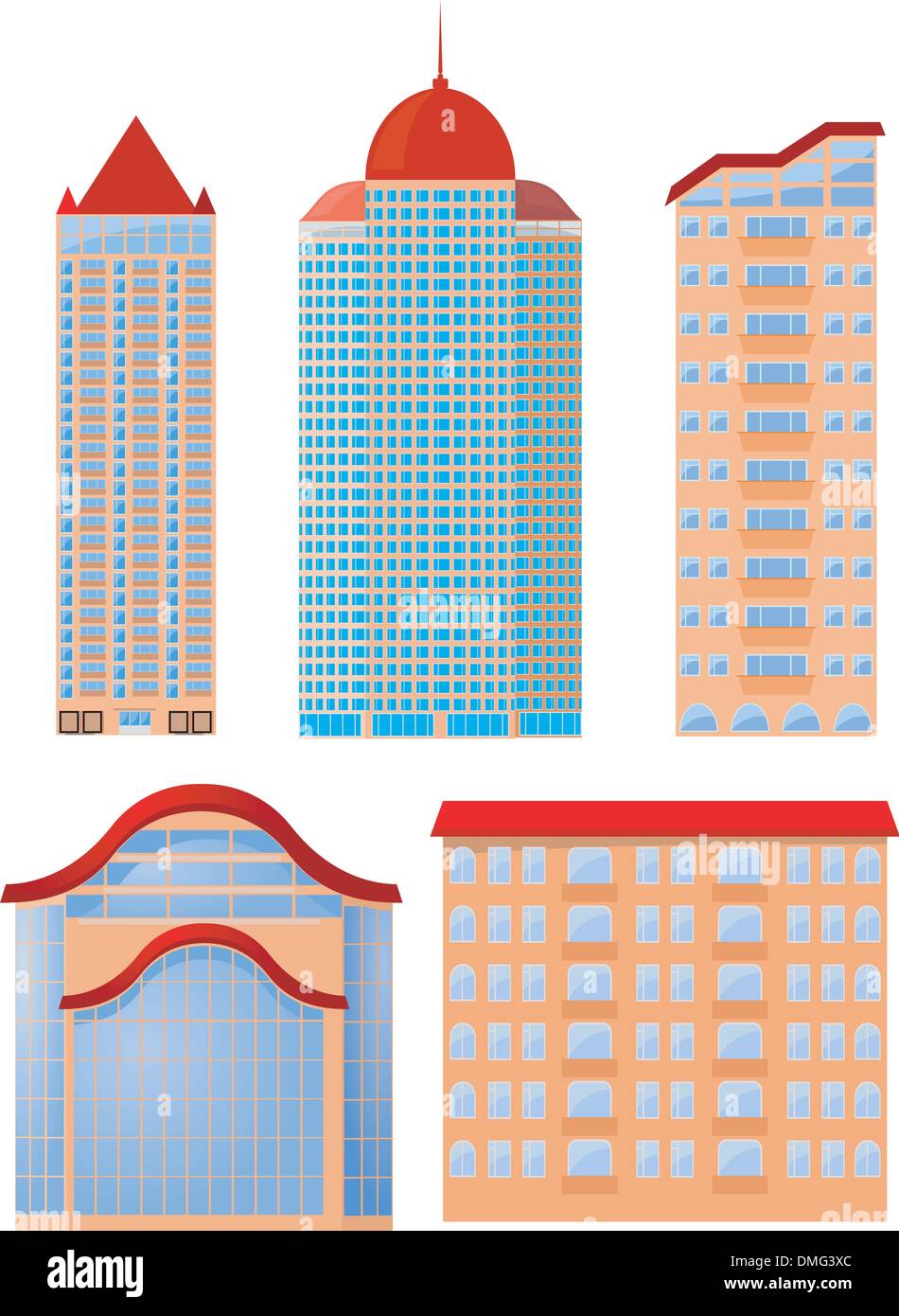 Collection of vector illustrations of apartment buildings Stock Vector ...