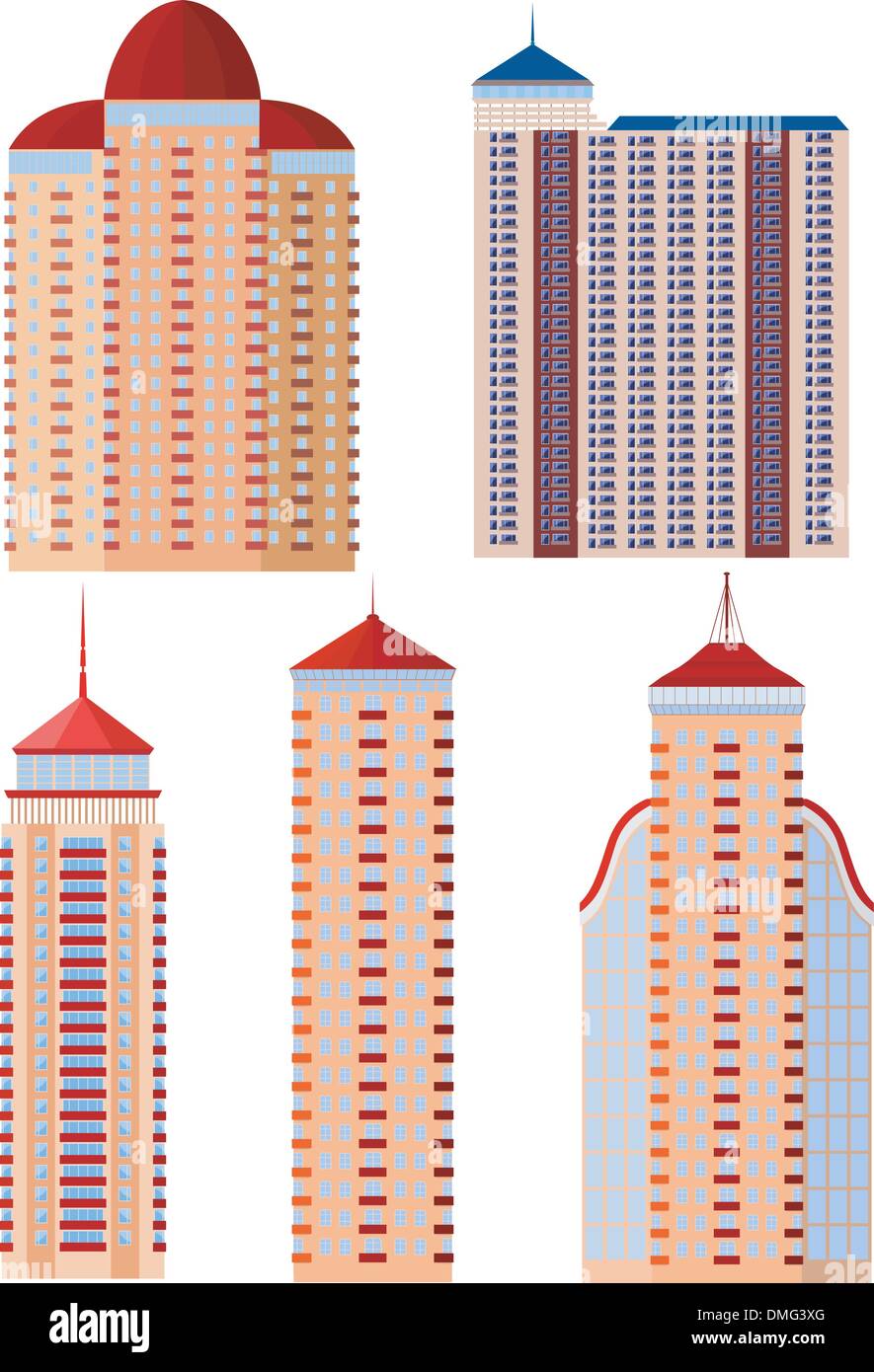 Set of vector illustrations of apartment buildings Stock Vector Image ...