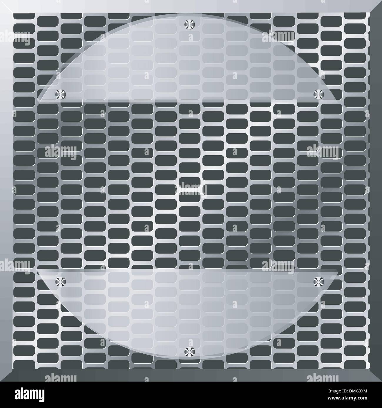 Vector illustration of a metal plate with oval glass elements Stock ...