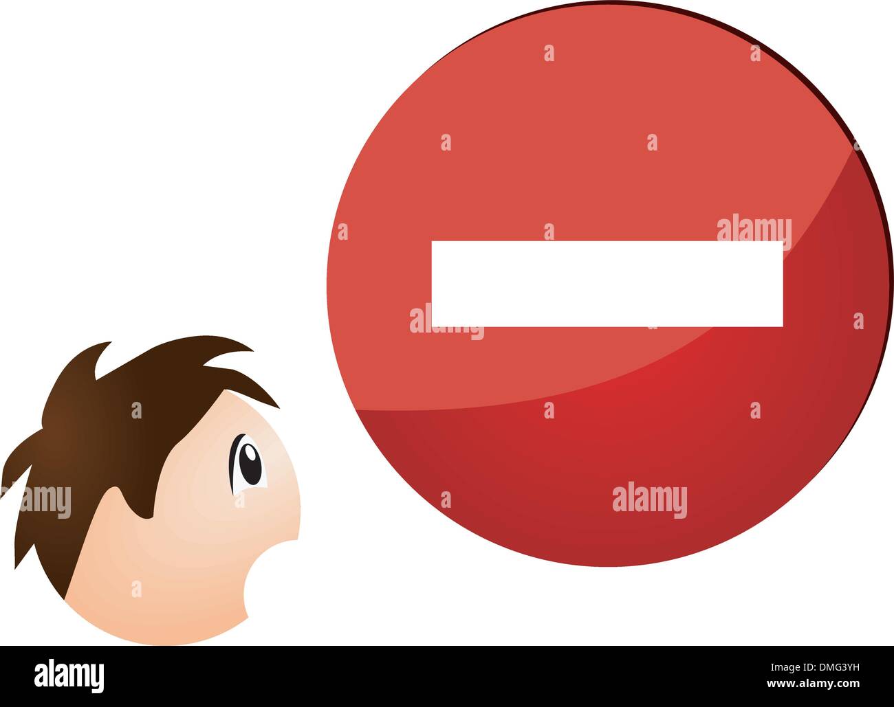 Sign ban showing the boy's face Stock Vector Image & Art - Alamy