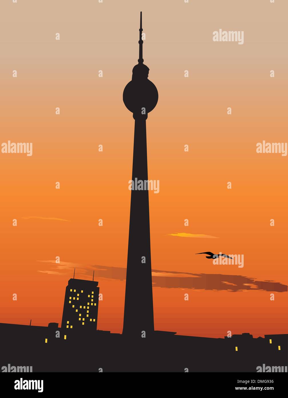 Berlin skyline at sunset Stock Vector Images - Alamy