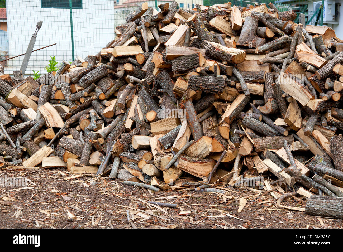 Traditional pile of chopped fire wood with a rustic rural look Stock ...