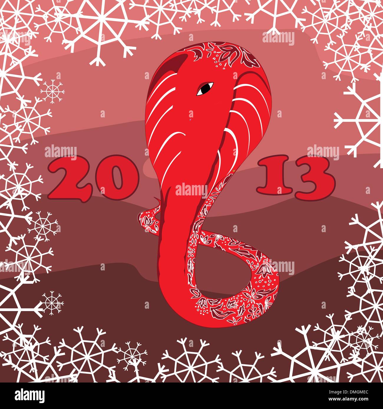 red snake with floral pattern with snow Stock Vector Image & Art - Alamy