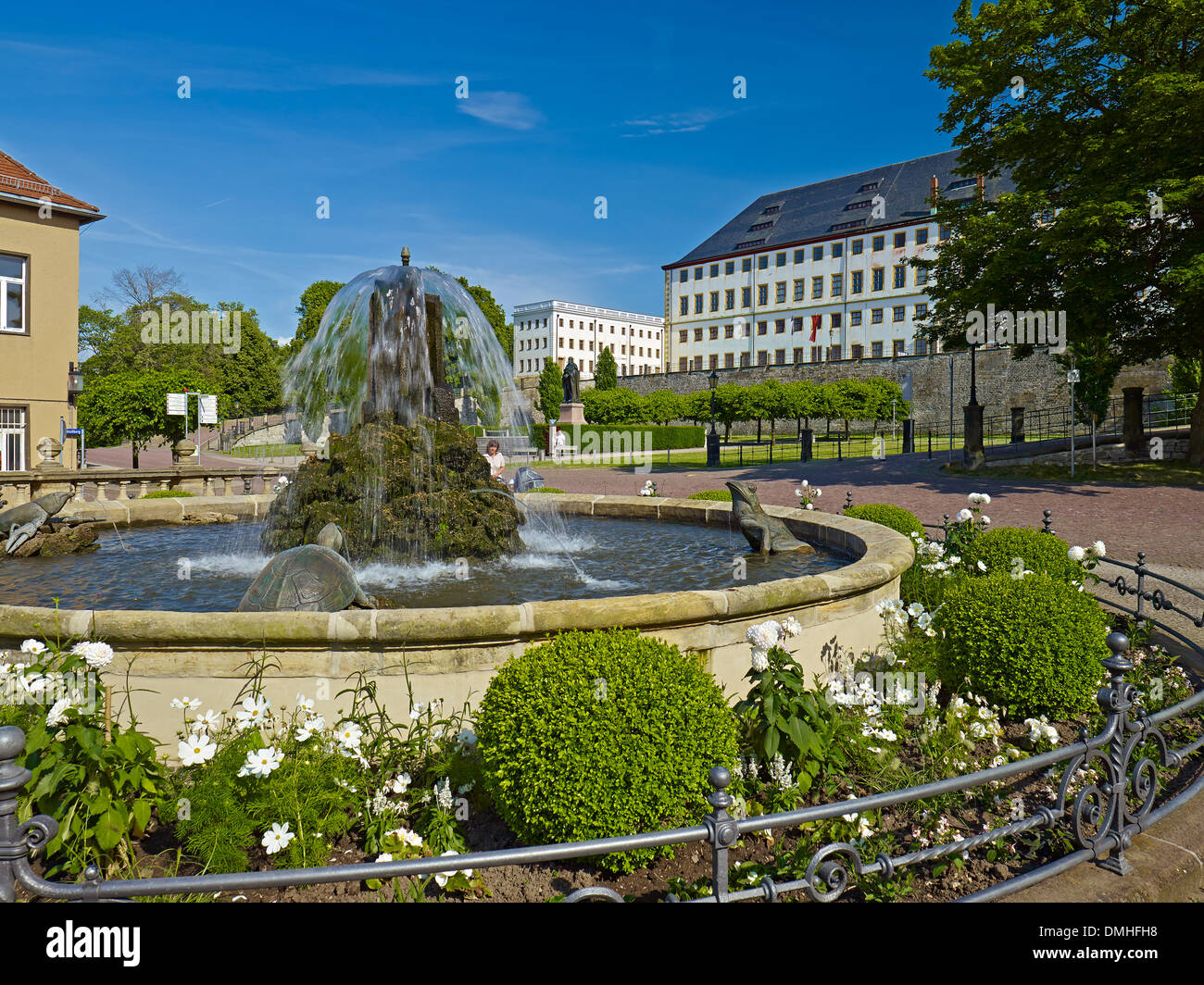 Fountain at Friedenstein Castle in Gotha, Thuringia, Germany Stock ...