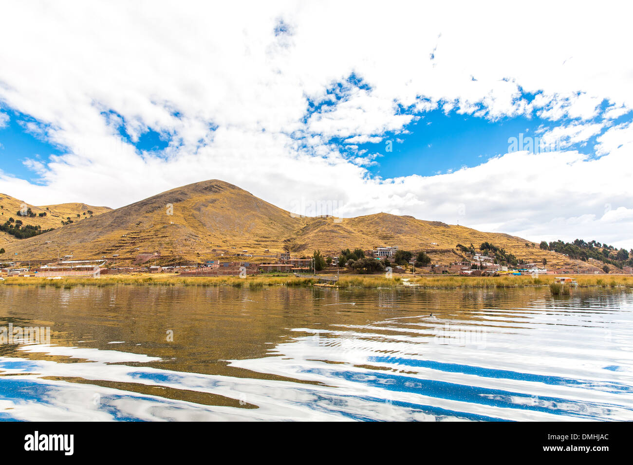 Lake Titicaca South America located on border of Peru and Bolivia It ...