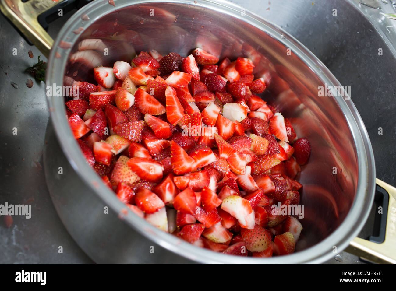 In the Polish kitchen. Preparing a delicious strawberry jam Stock Photo ...