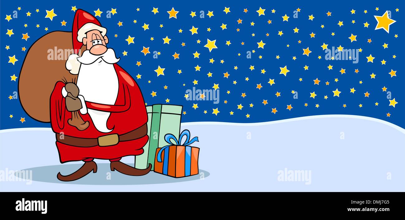Santa Claus with presents cartoon card Stock Vector Image & Art - Alamy
