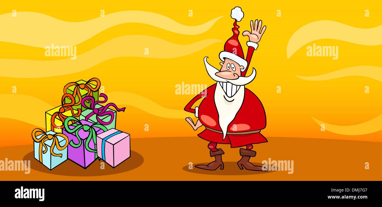 Santa Claus with presents cartoon card Stock Vector Image & Art - Alamy