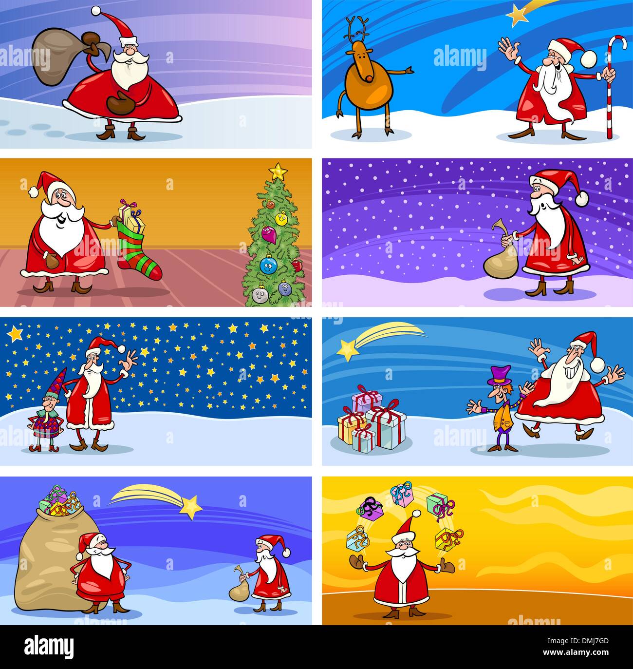 Cartoon Greeting Cards with Santa Claus Stock Vector Image & Art - Alamy