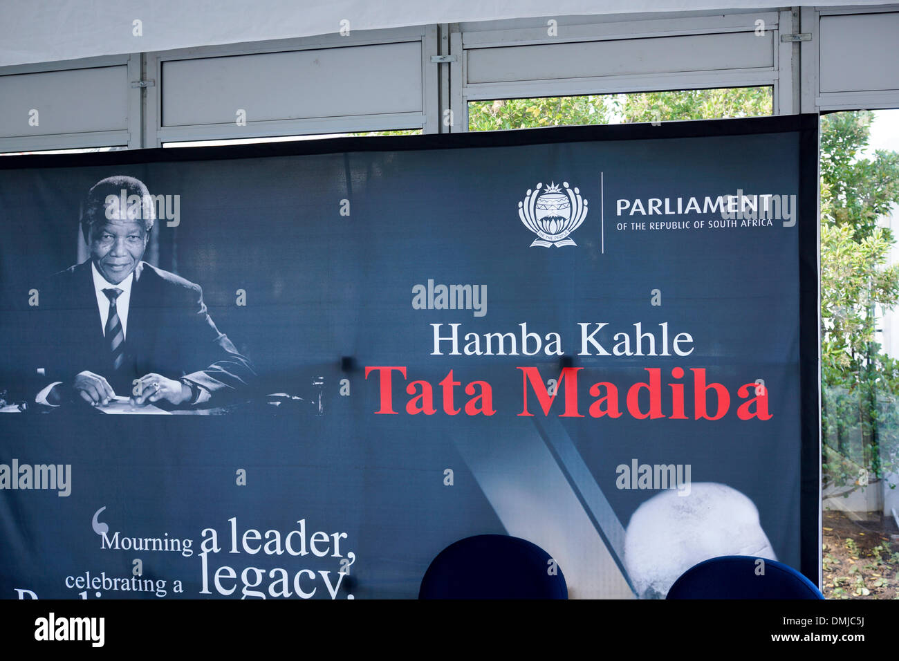 Banner celebrating the life of Nelson Mandela on public display Stock ...