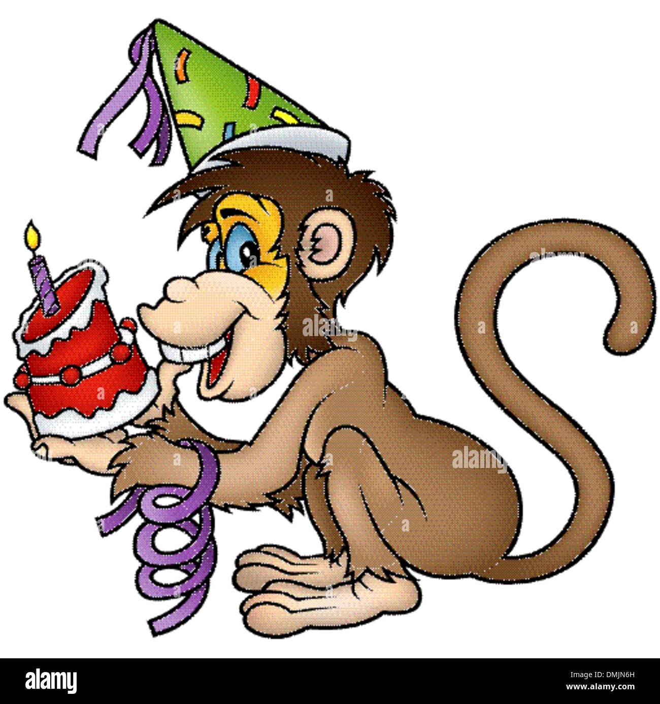 Monkey And Birthday Cake Stock Vector Image & Art - Alamy