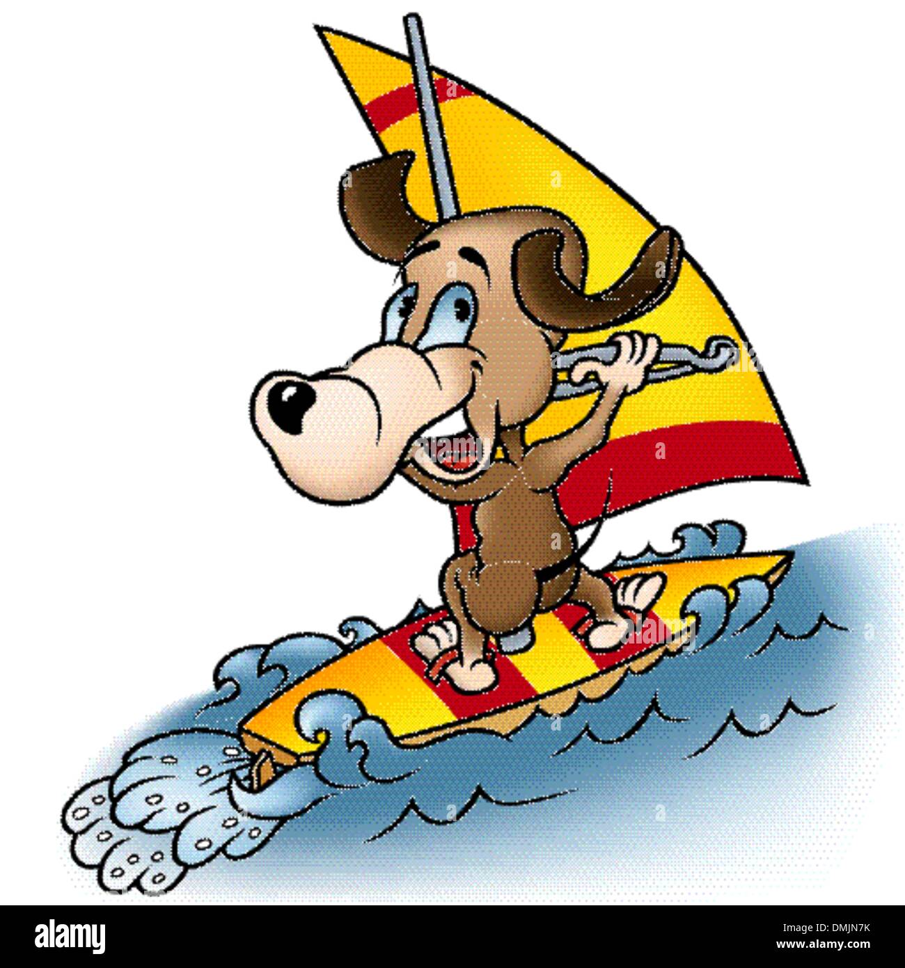 Dog Surfing Clipart