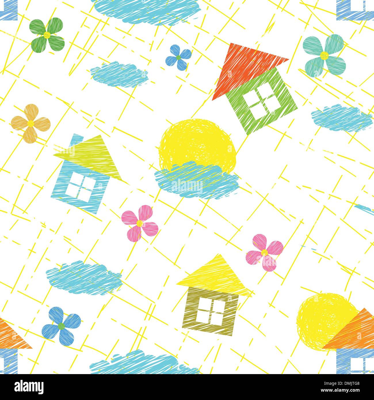 Blue summer flowers clouds Stock Vector Images - Alamy