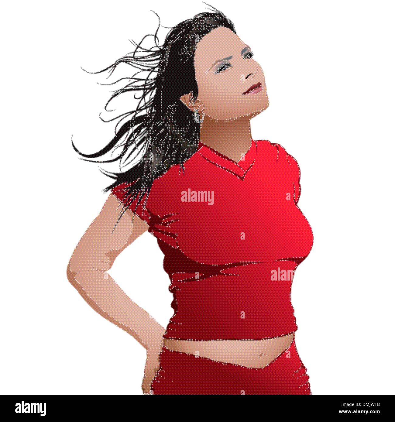 Girl In Red Stock Vector Image & Art - Alamy