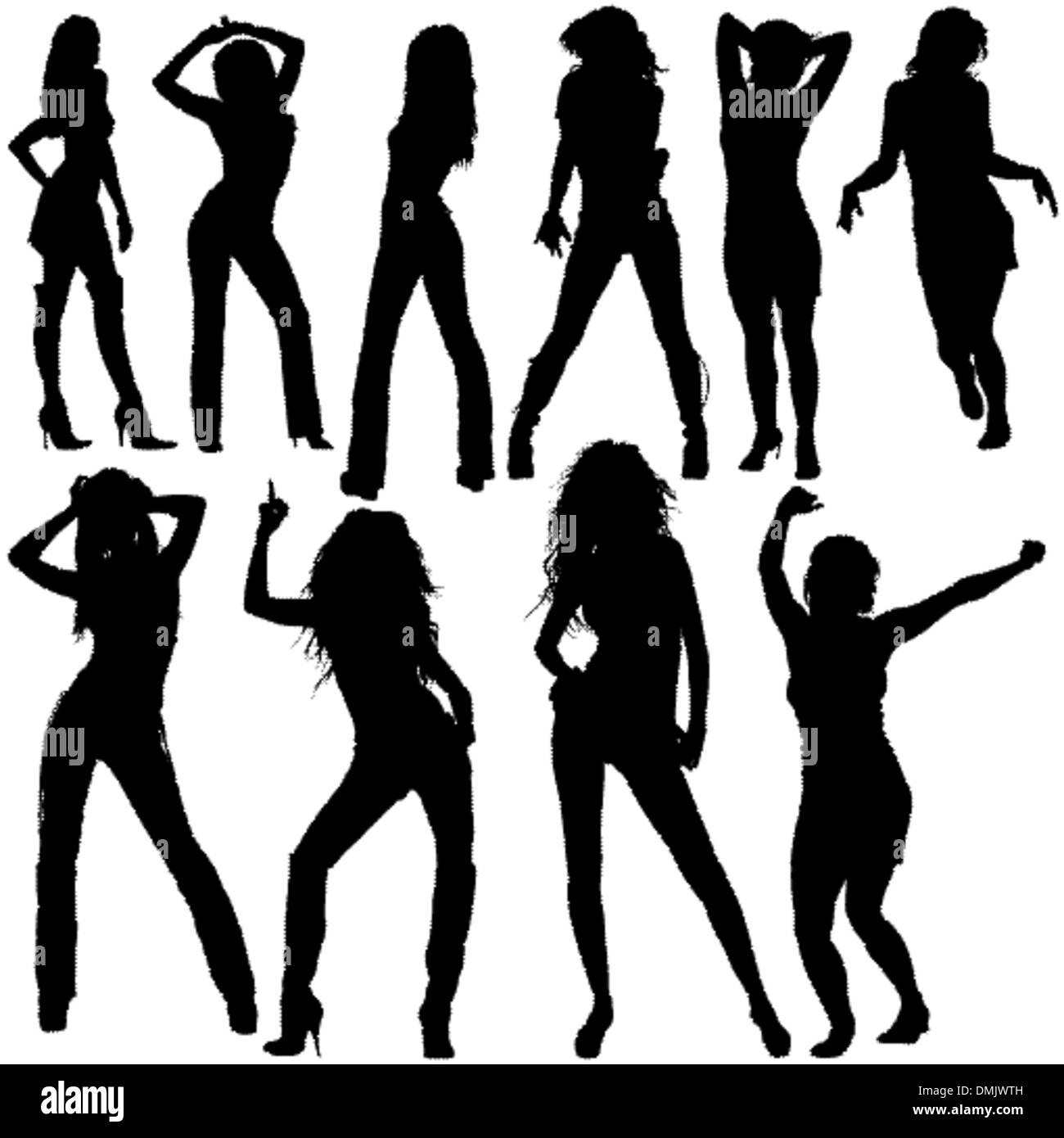 Dancing Girls Silhouettes Stock Vector Image & Art - Alamy