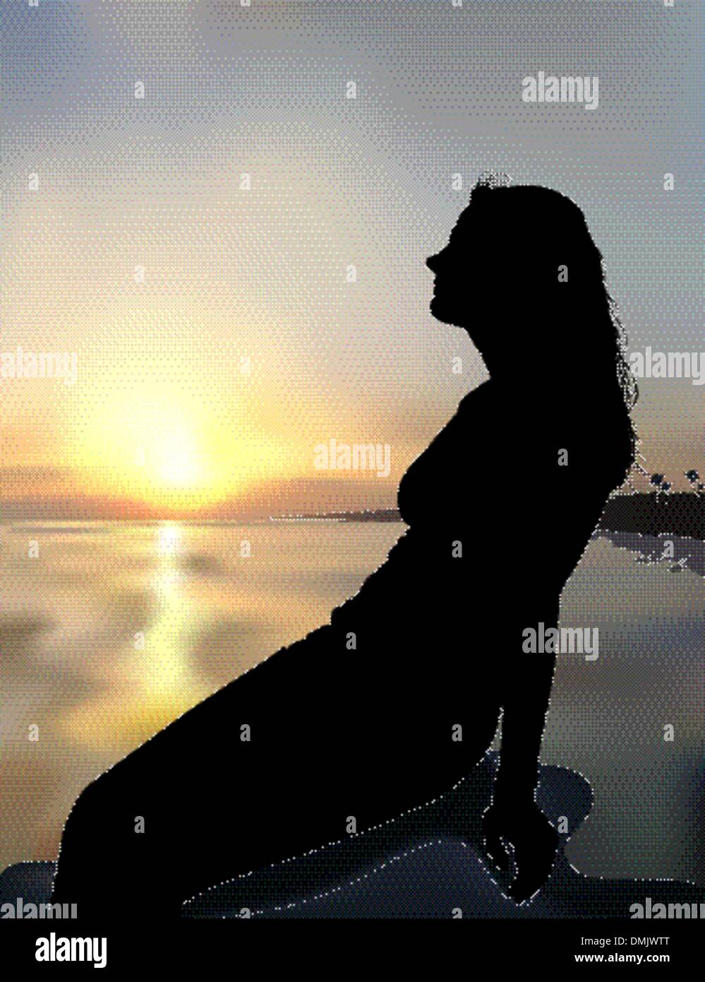 Sunset model and tourism Stock Vector Images - Alamy