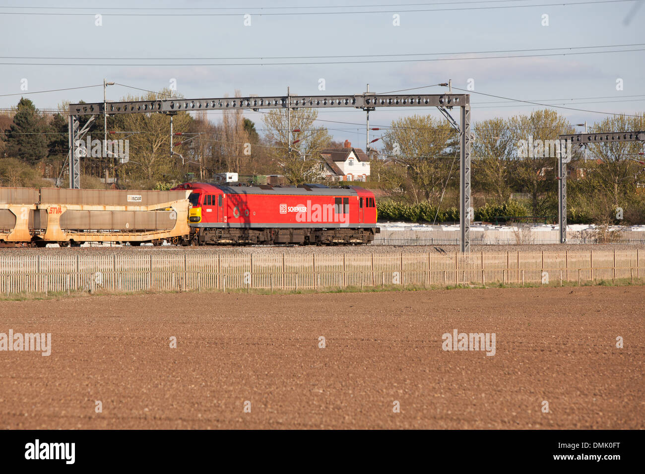 A DB Schenker freight train on the West Coast Main Line Stock Photo - Alamy