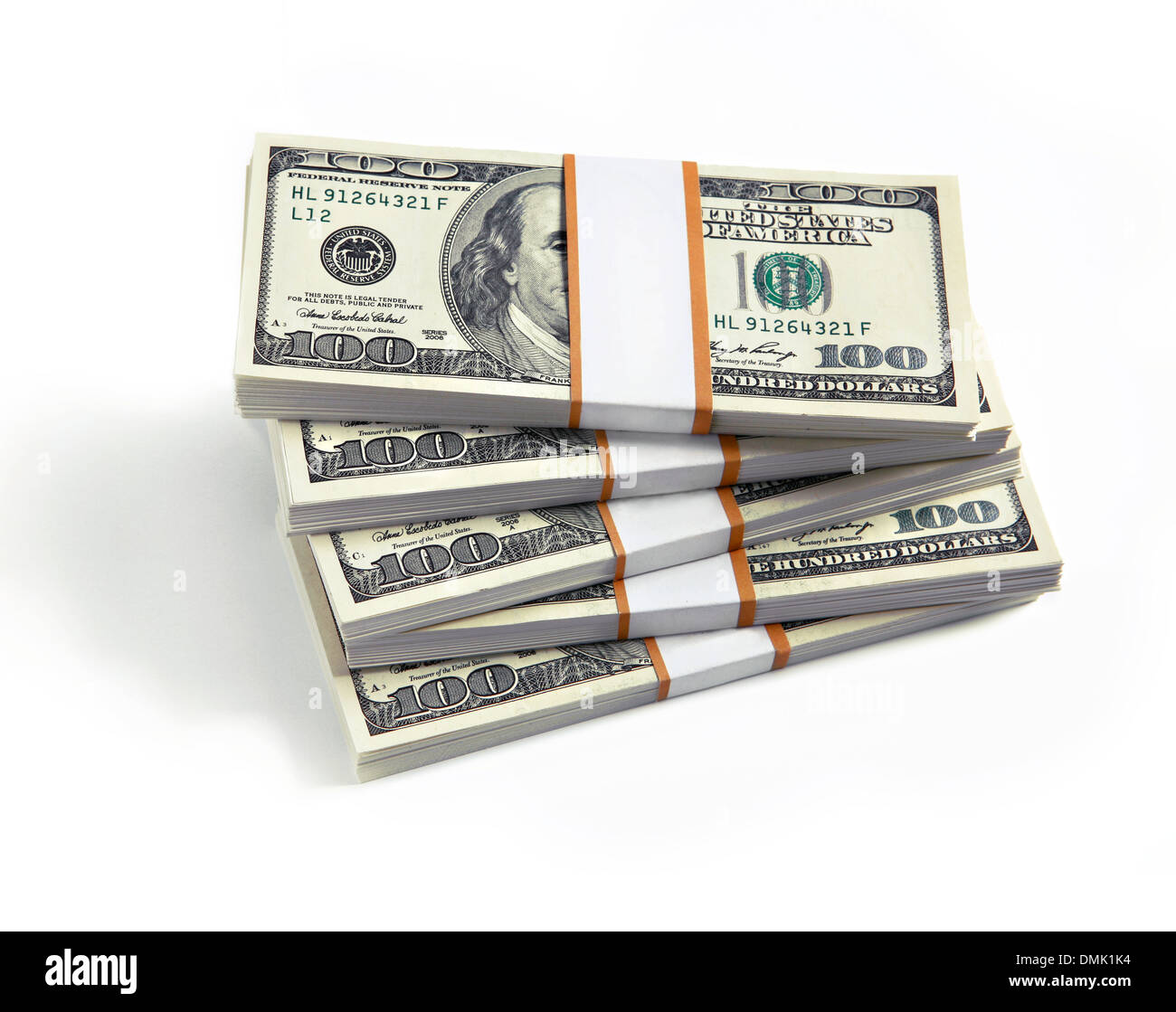 Stacks of hundred dollars Stock Photo - Alamy