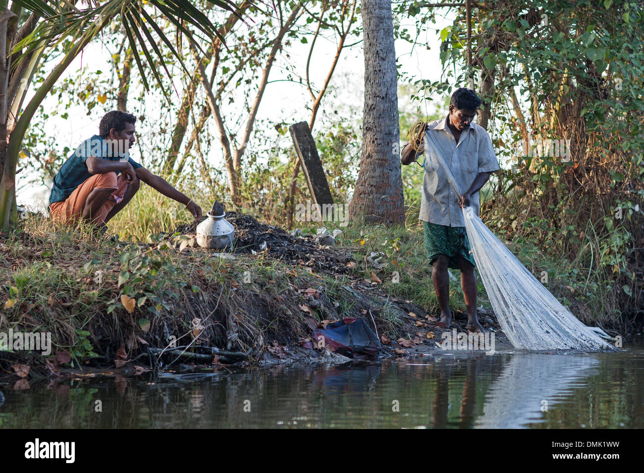 FISHERMEN LIVING IN A VILLAGE IN THE MIDDLE OF THE BACKWATERS, A ...