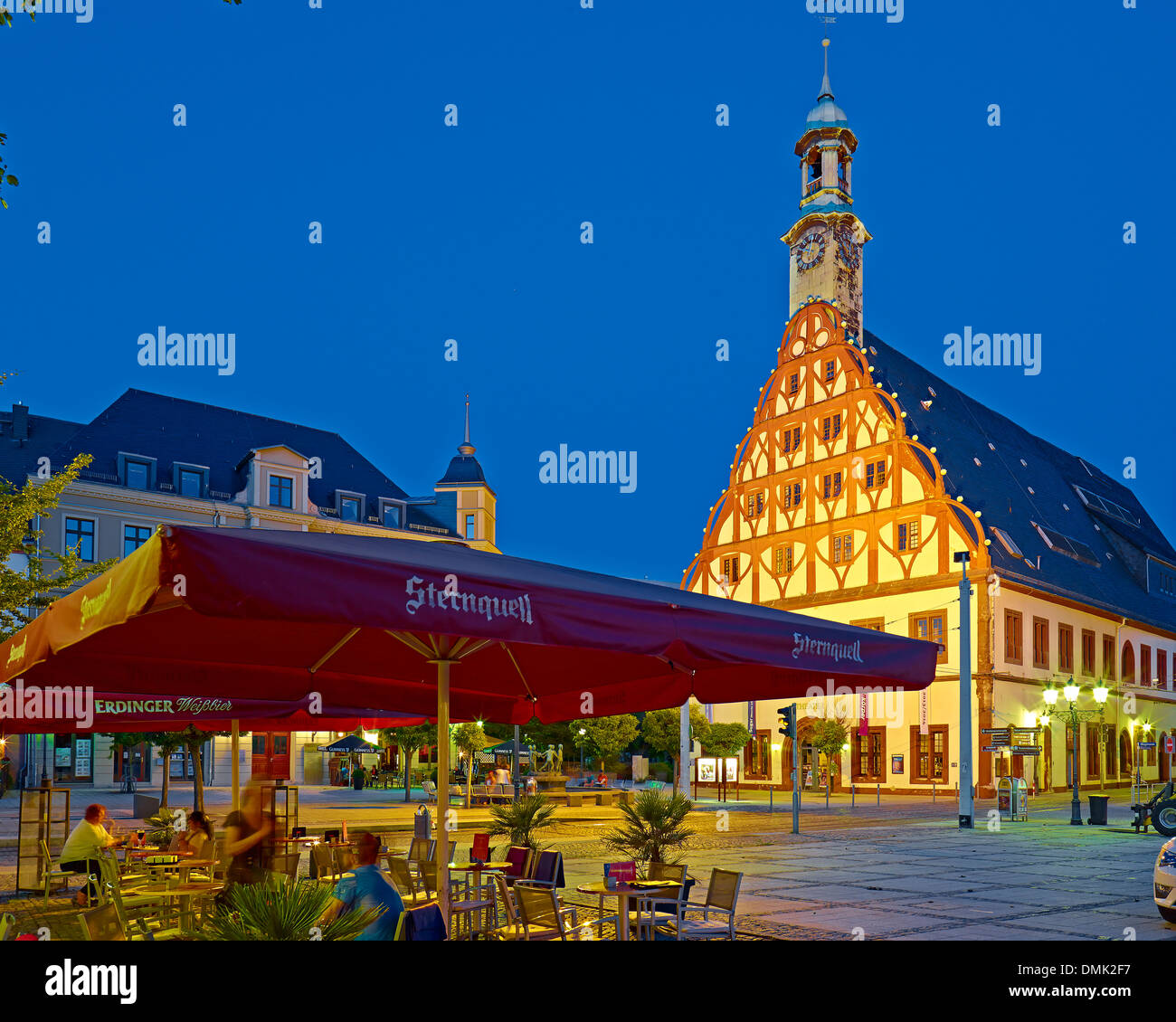 Gewandhaus, and street cafel in Zwickau, Saxony, Germany Stock Photo ...