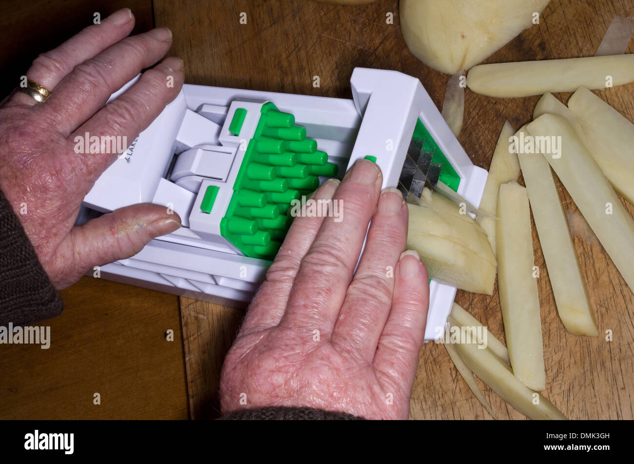 Cutting chips with a chip cutter Stock Photo - Alamy