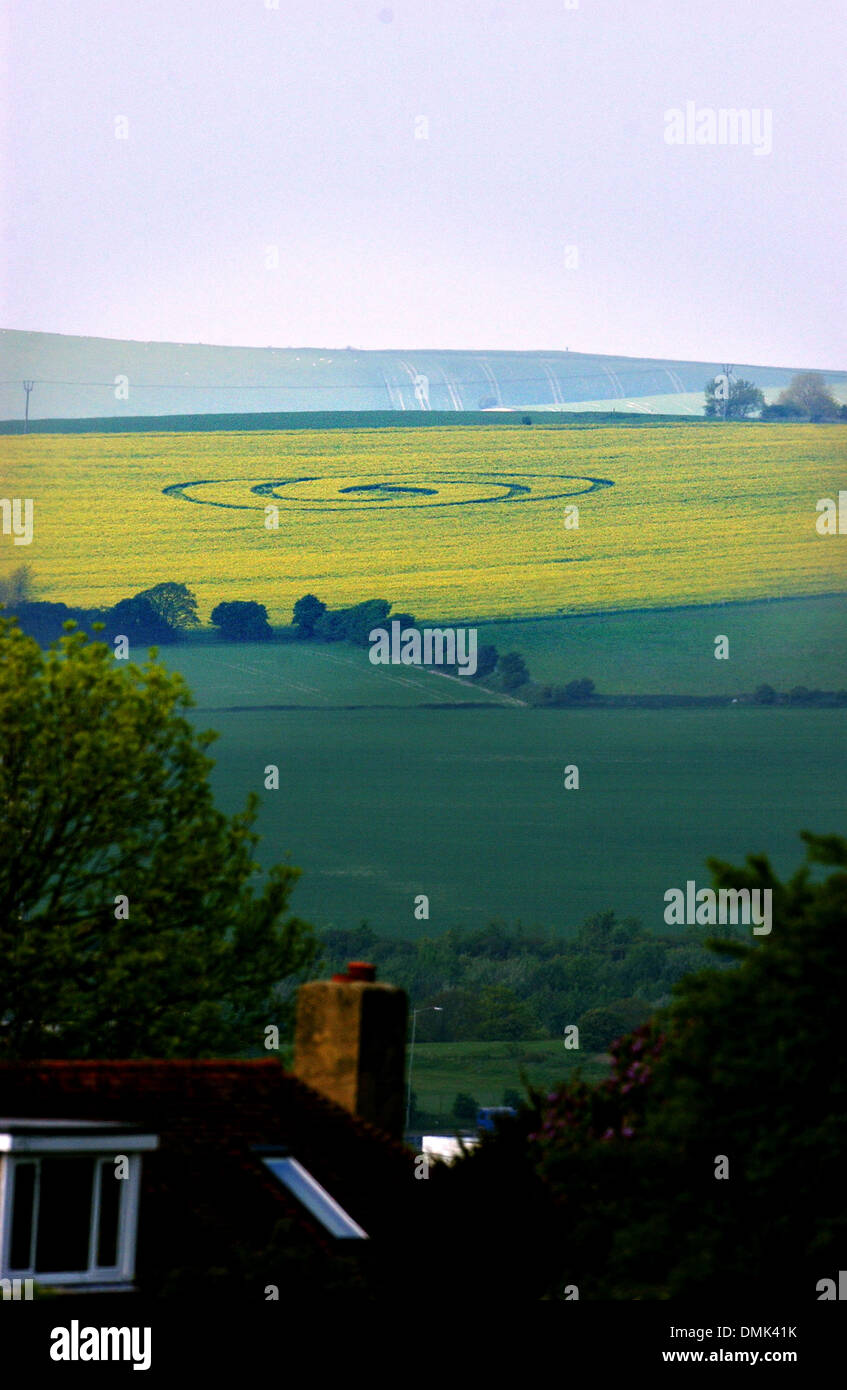 The first crop circle of the year appears in a field of oil seed rape ...