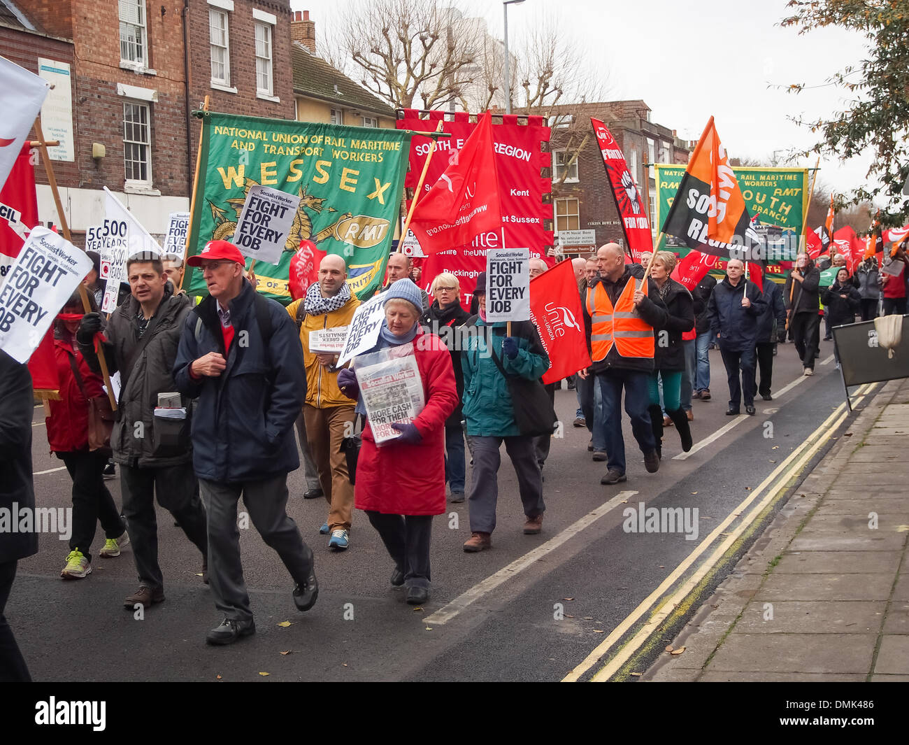 Portsmouth, UK. 14th December 2013. Hundreds of BAE workers protest ...