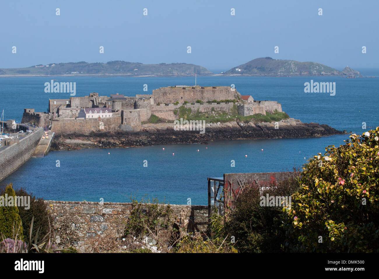 VIEW OF CASTLE CORNET AND HERM ISLAND FROM THE GARDEN AT VICTOR HUGO'S ...