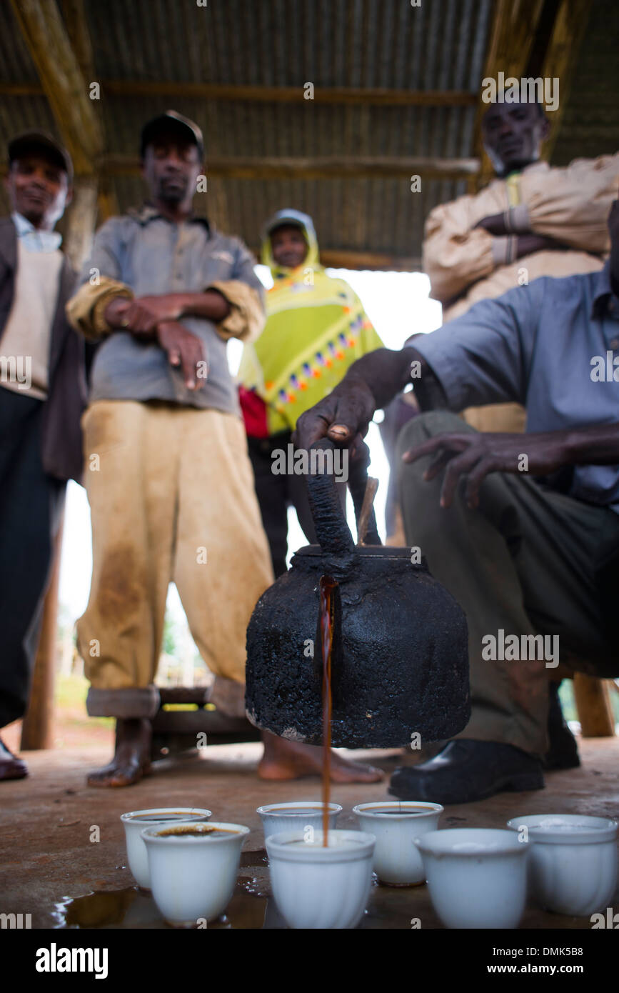"Non-traditional", but real-life coffee ceremony". At a coffee farm, in ...