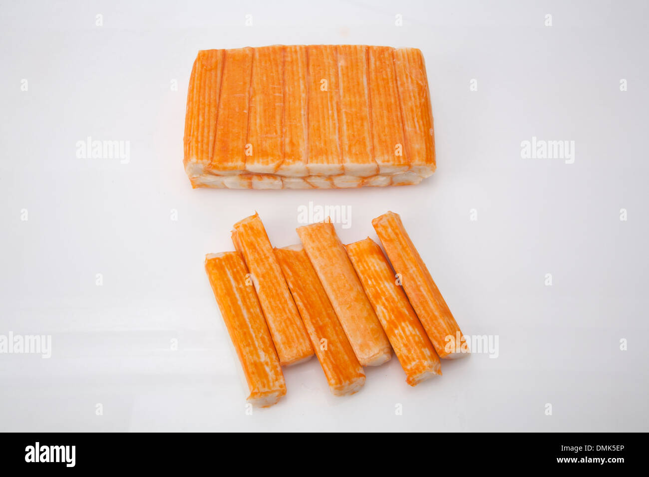 Frozen fish products laid on ice to be showcased for consumption ...