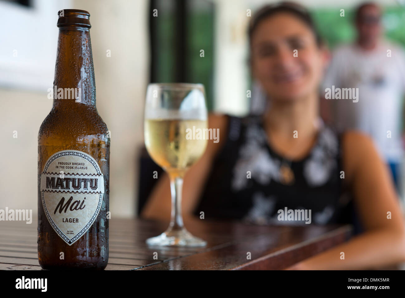 Rarotonga Island. Cook Island. Polynesia. South Pacific Ocean. A girl ...