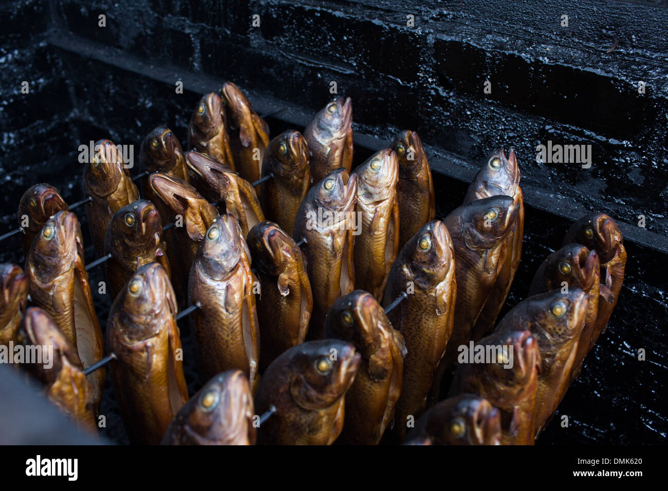 Preparation smoked trout in Polish cuisine conditions Stock Photo - Alamy
