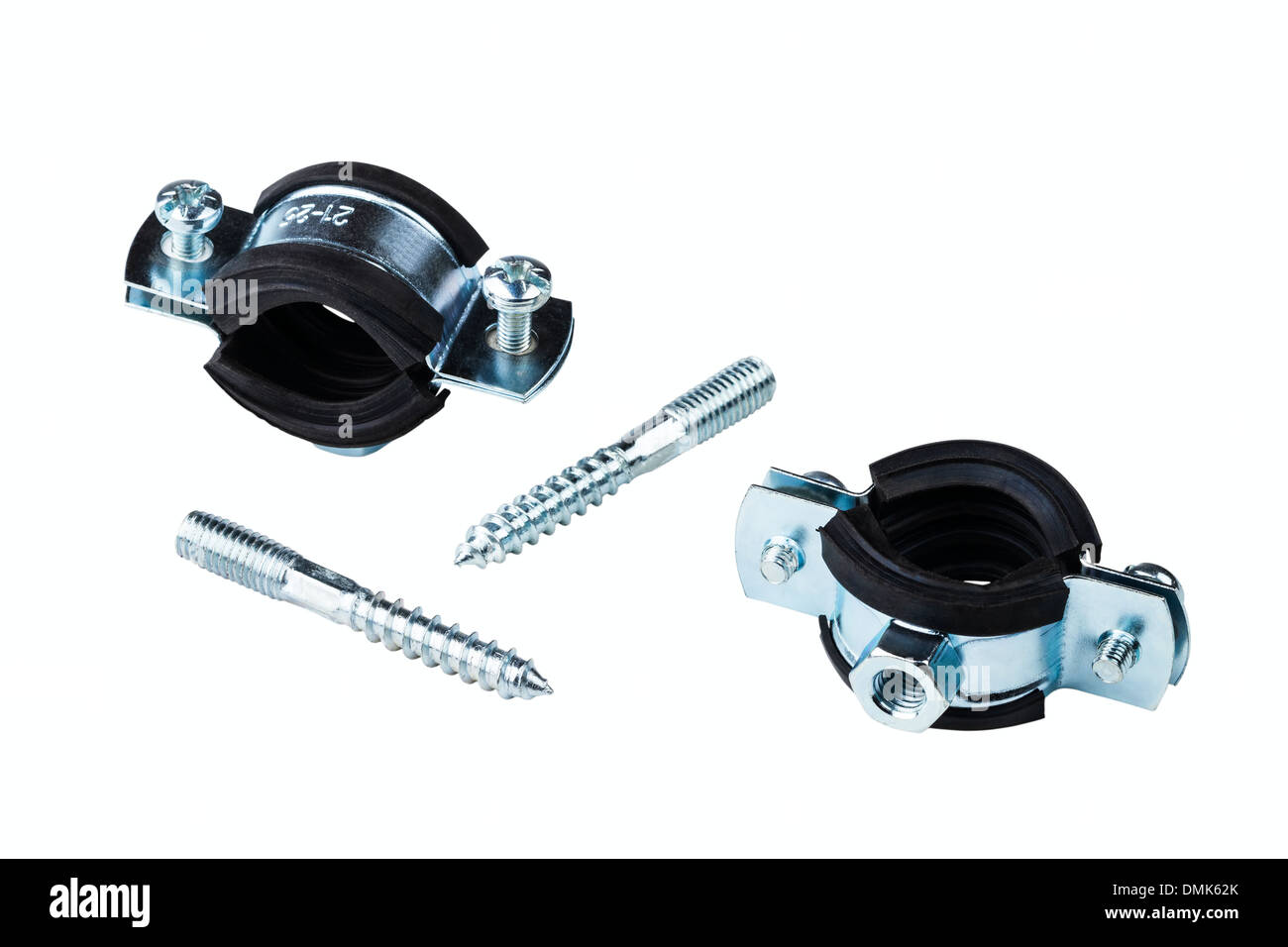 water pipe fixers isolated on white background Stock Photo - Alamy