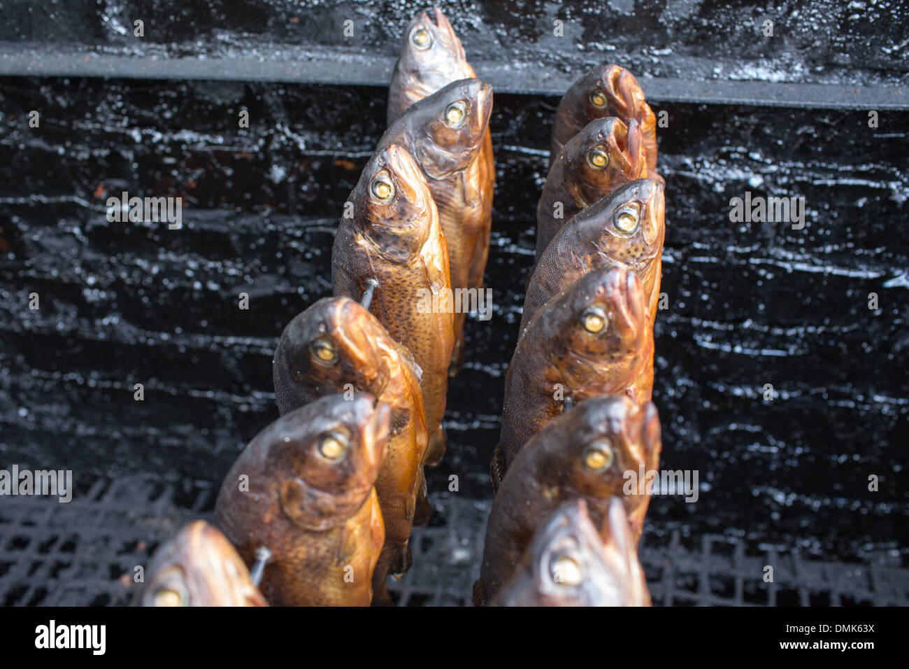Preparation smoked trout in Polish cuisine conditions Stock Photo - Alamy