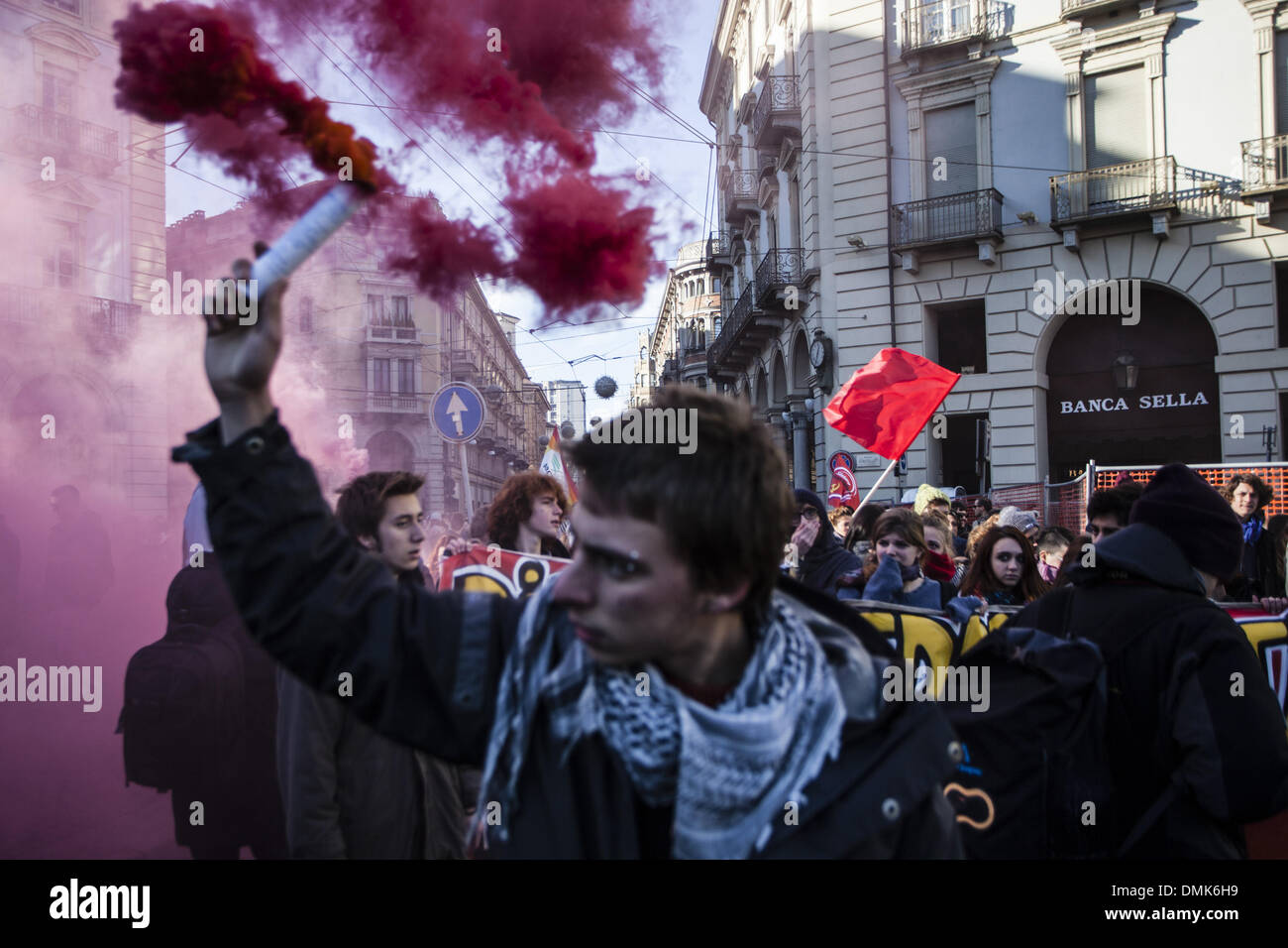 Turin, Italy. 14th Dec, 2013. Students demonstration against cuts to ...