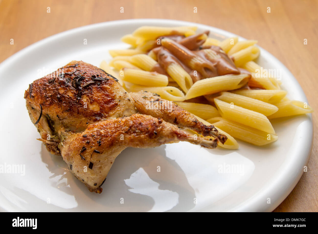 Quail with Pasta Stock Photo - Alamy