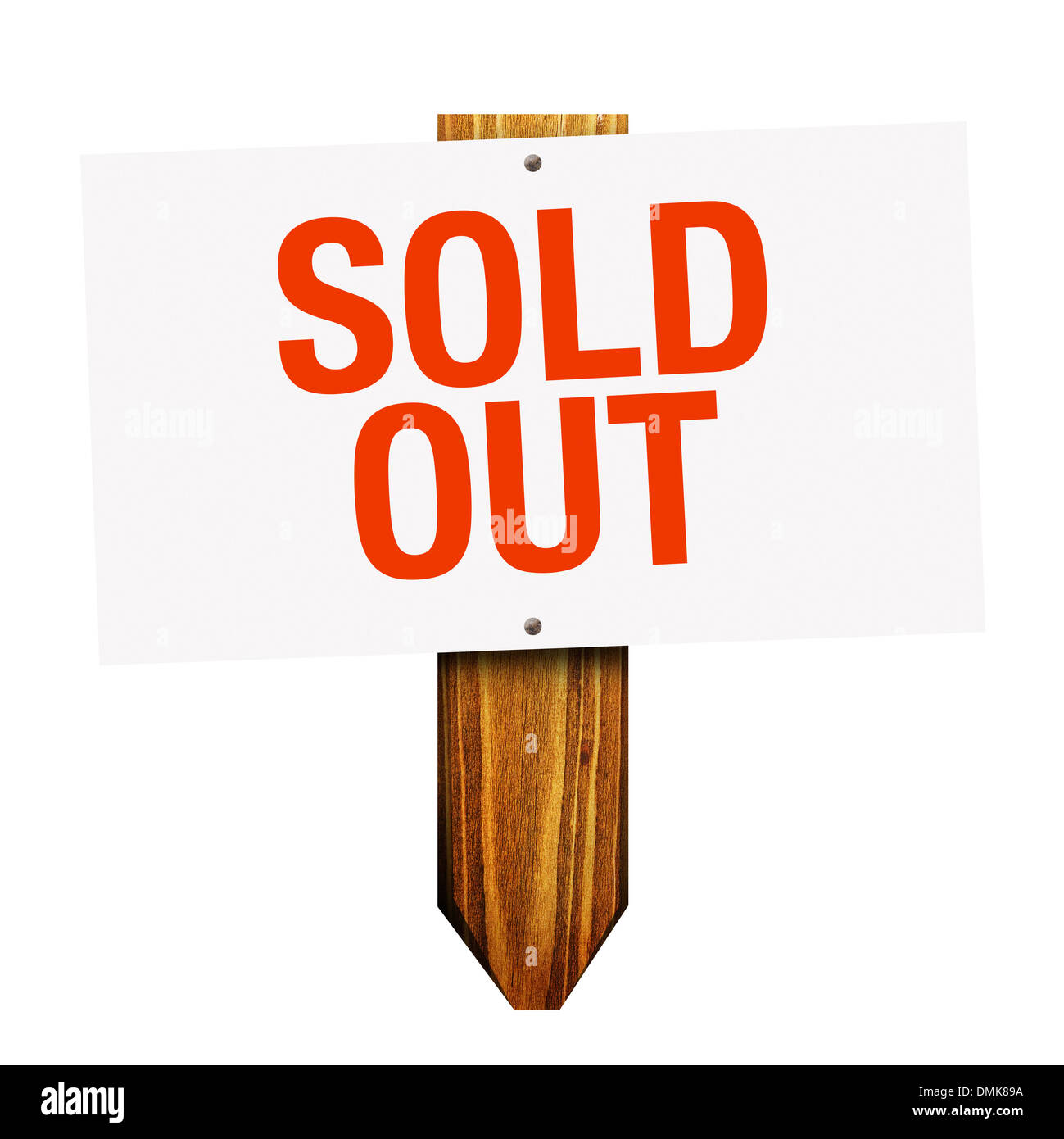 Sold out wooden signpost isolated on white background Stock Photo - Alamy