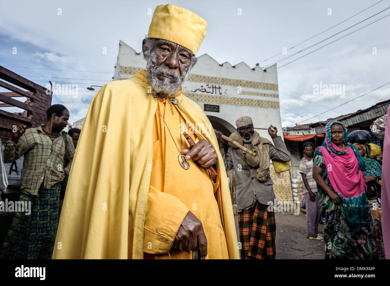 Old Christian monk at the Showa gate, Harar, Ethiopia, Africa Stock ...