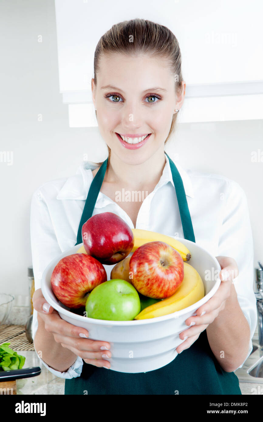 Pretty Woman with Fruit Stock Photo - Alamy