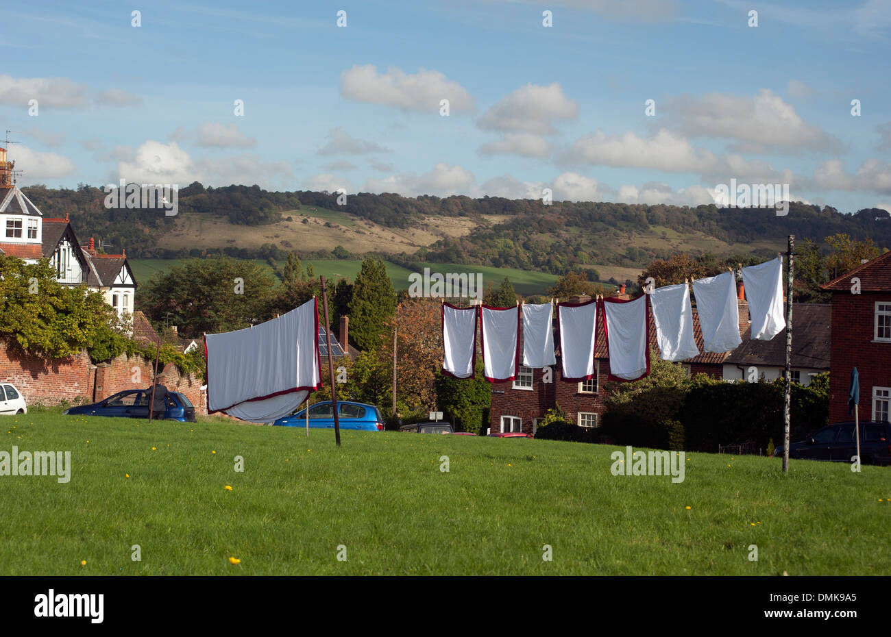 Communal washing lines on the heath at South Terrace, Dorking, Surrey ...