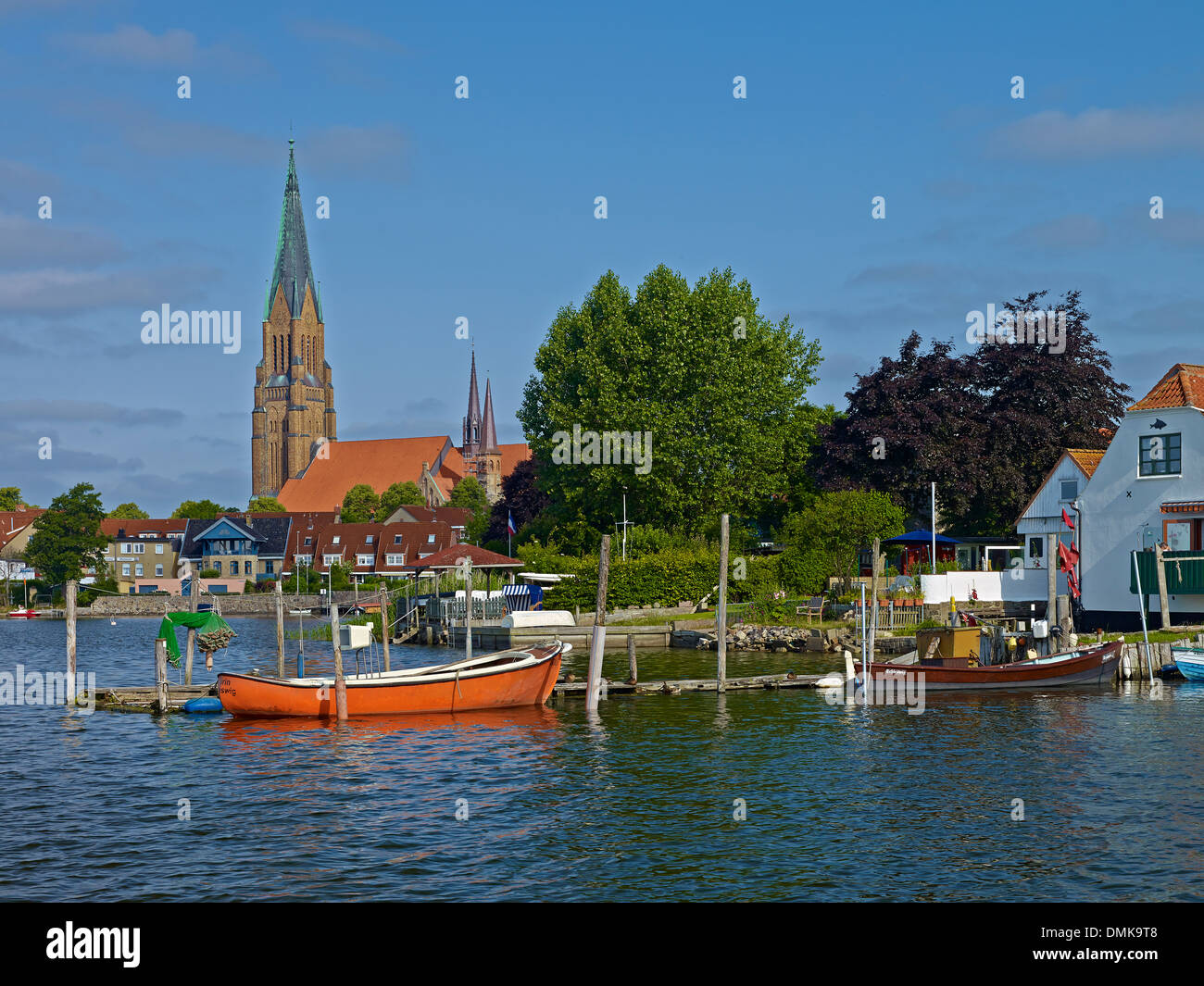 The Schlei with St. Peter Cathedral in Schleswig, Schleswig-Flensburg ...