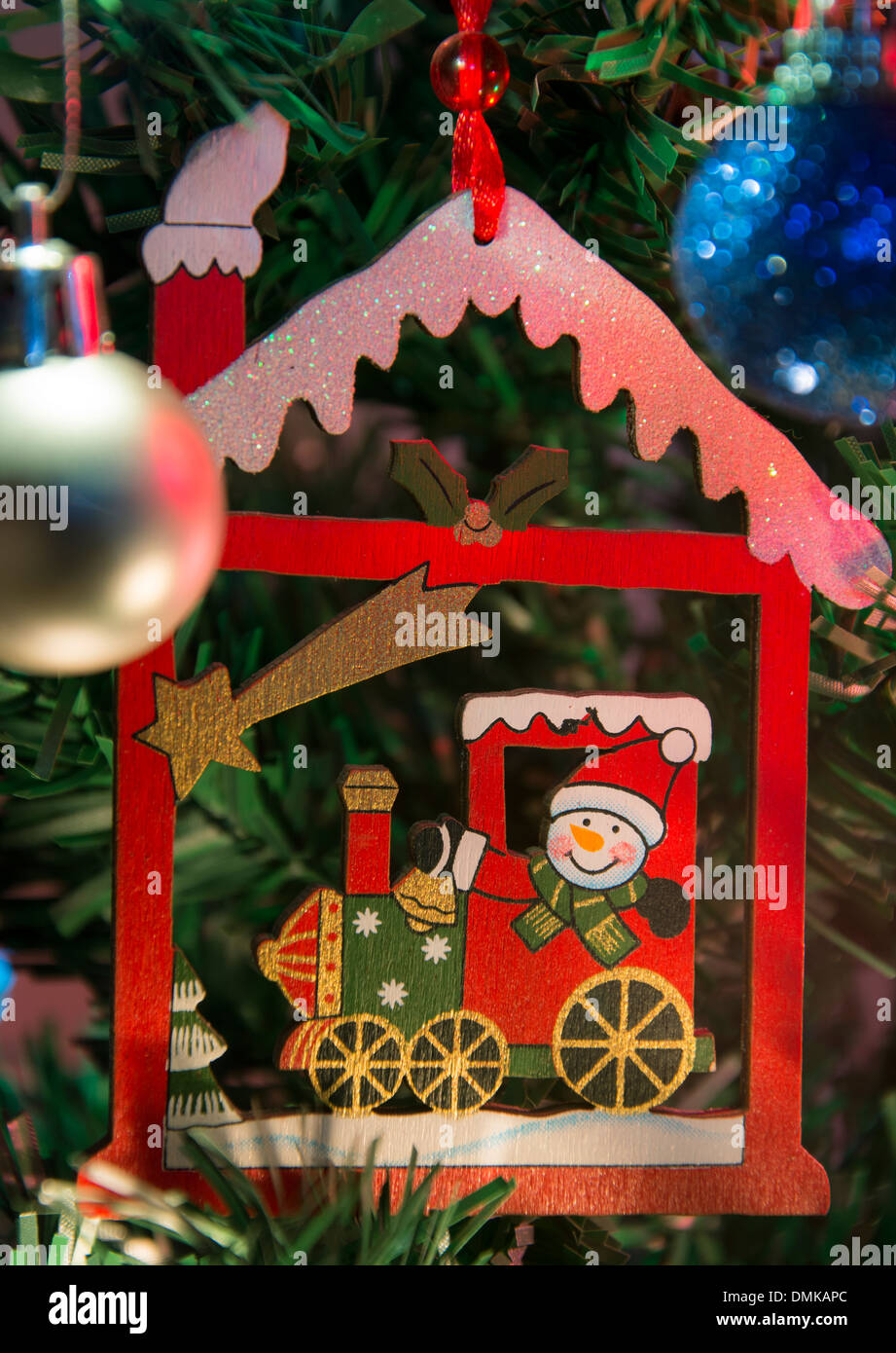 Snowman driving a train Stock Photo - Alamy