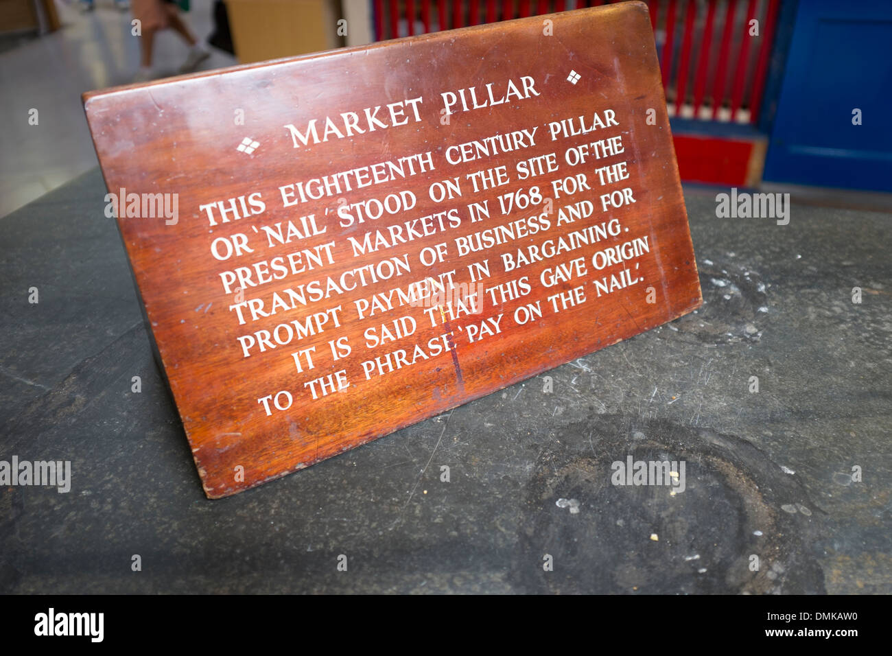 Bath Guildhall Market Pillar Nail Trading Stone Stock Photo - Alamy