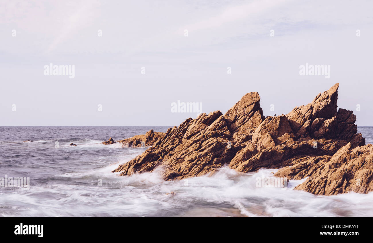 Pointed rocks on the coast of France Stock Photo - Alamy