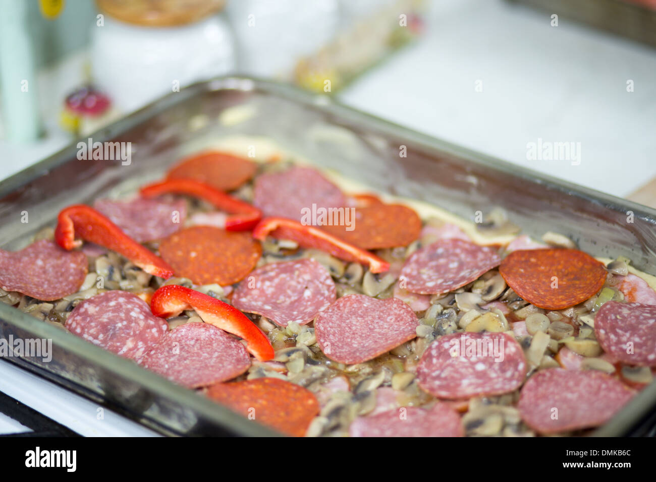 In the Polish kitchen. Preparing a delicious Home Pizza, Italian ...