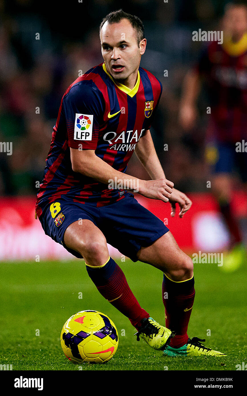 Barcelona, Spain. 14th Dec, 2013. Midfielder Iniesta of FC Barcelona in ...