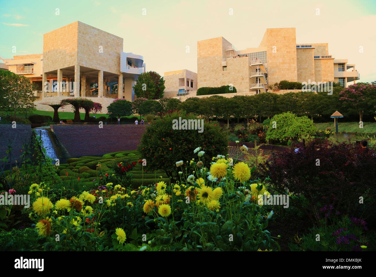 The Getty Center flowers and fountains Stock Photo - Alamy