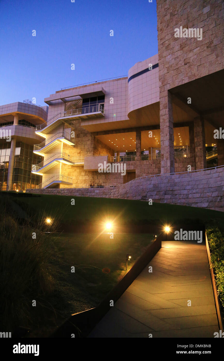 Getty Museum walkway at night Stock Photo - Alamy