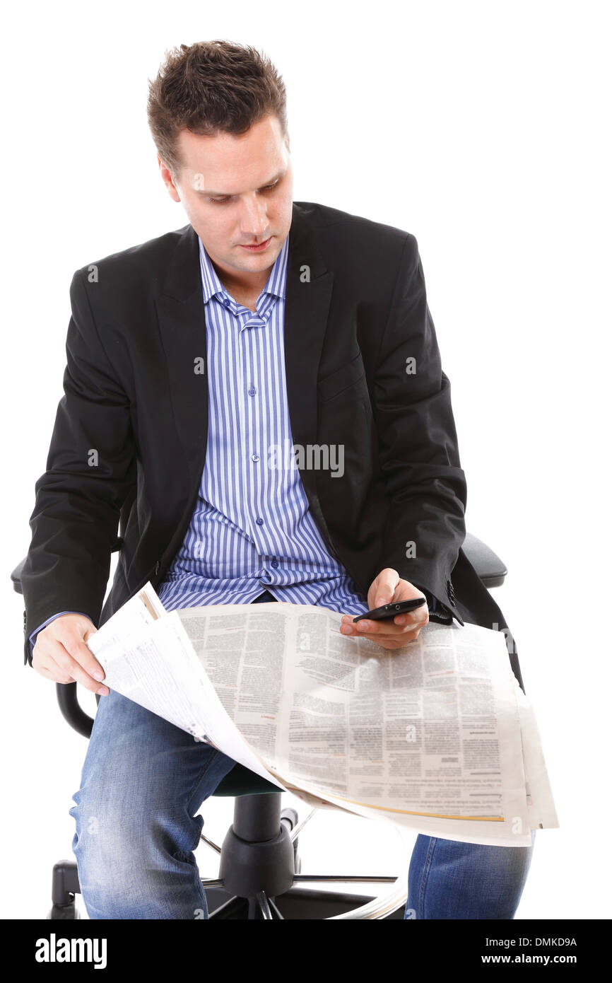 Man reading a newspaper Stock Photo - Alamy